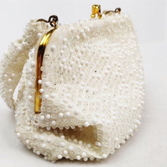 Unknown | Bags | Vintage 96s Ivory Beaded Purse Handbag Beaded | Poshmark